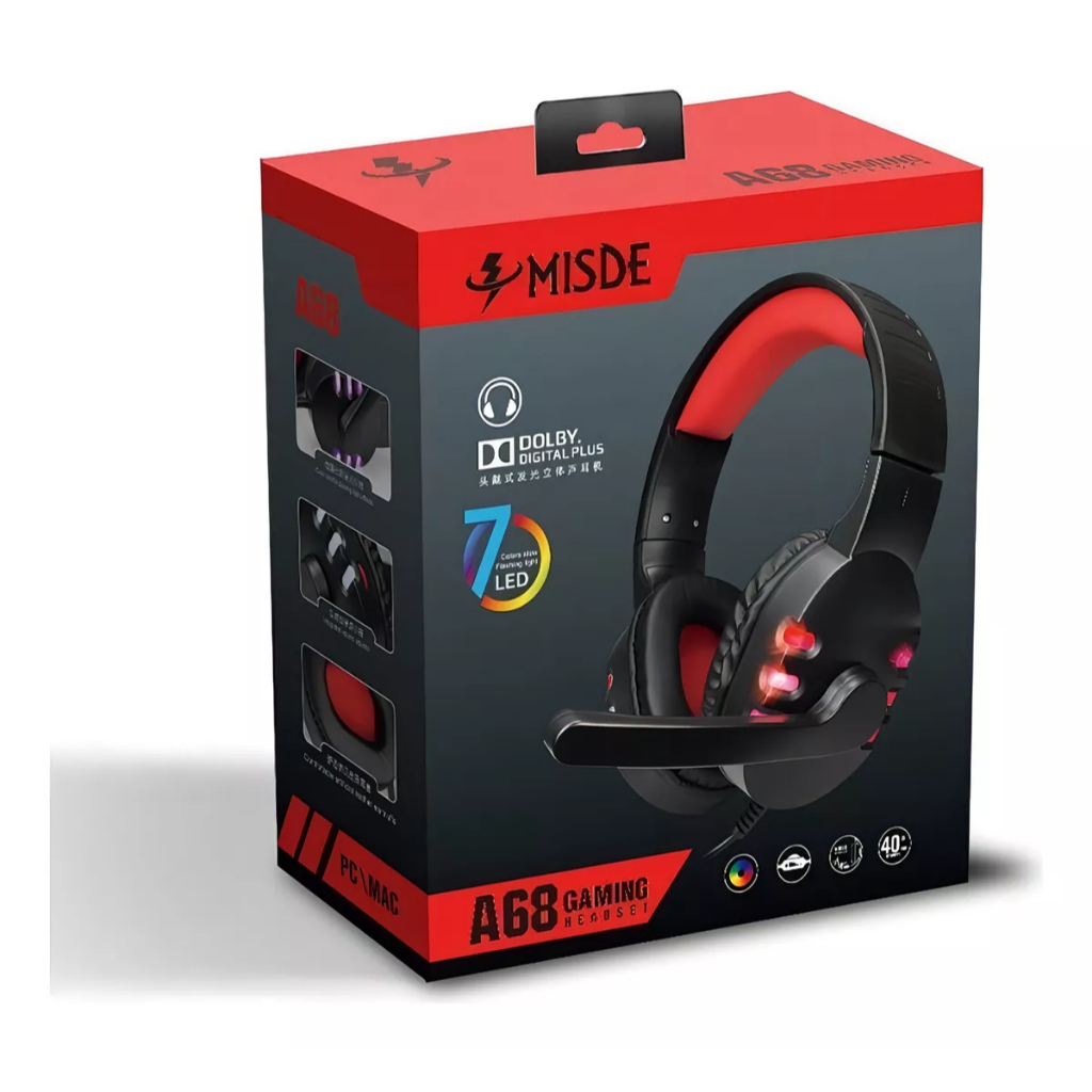 Fone de Ouvido Gamer Fone Gamer Headset Com LED A68 de Alta Qualidade | Shopee Brasil