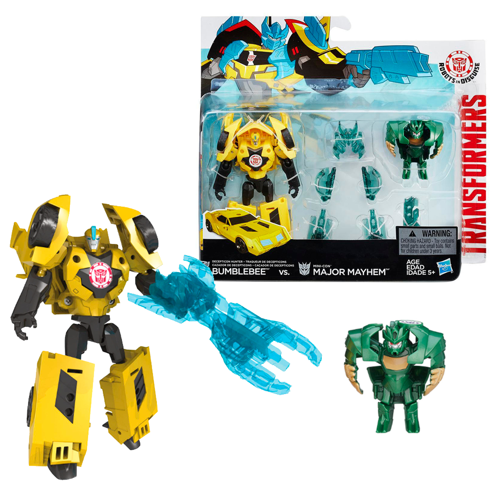Boneco Transformers Bumblebee VERSUS Major Mayhem RID Robots in ...