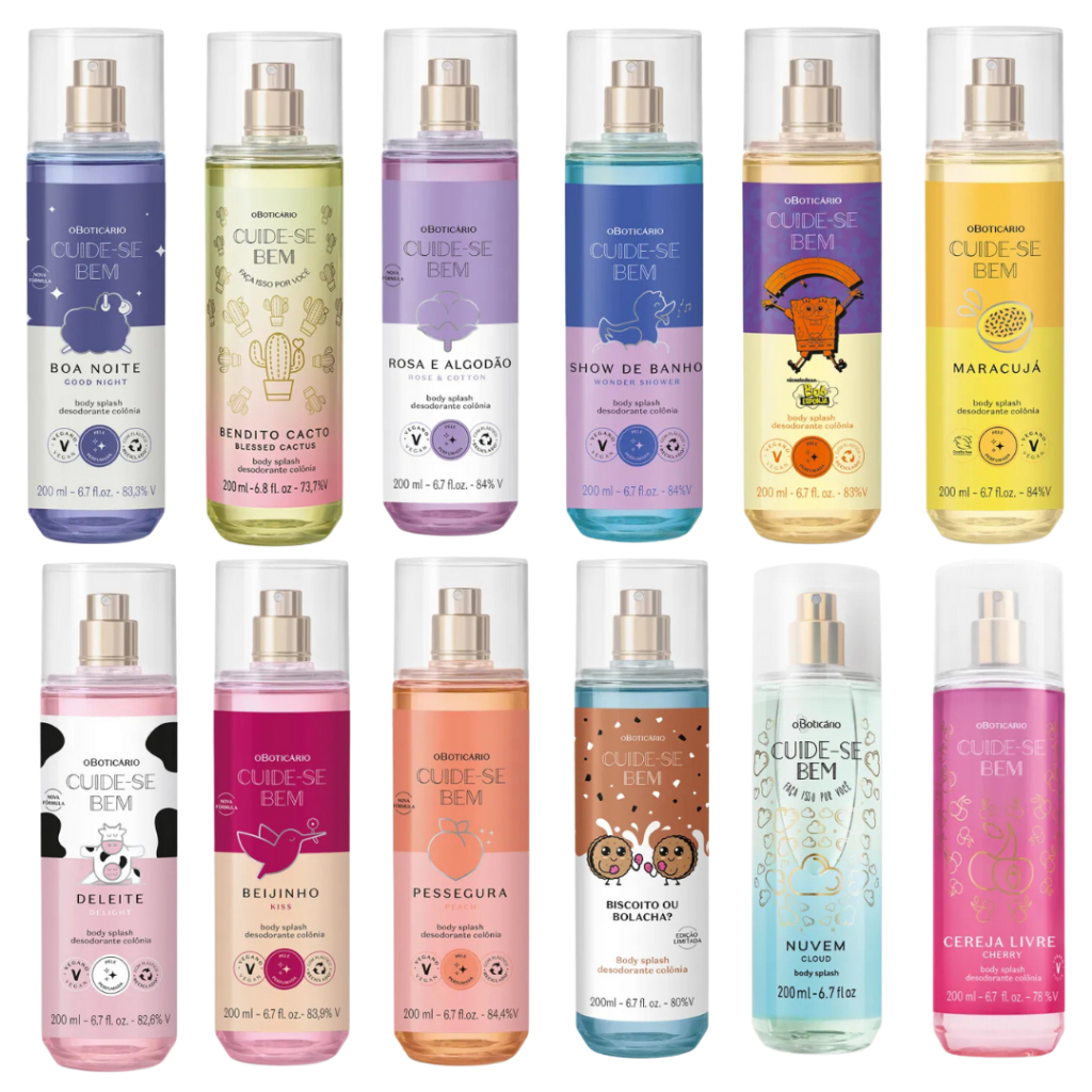 Body Splash Colônia Cuide-se Bem O Boticário 200ml (Deleite, Nuvem, Pessegura, Boa Noite ...