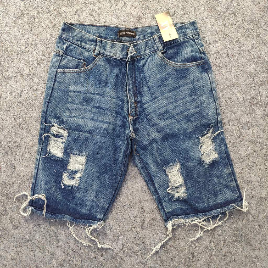Short Jeans Masculino Rasgado Com Layca Tradicional / Bermuda Masculina ...