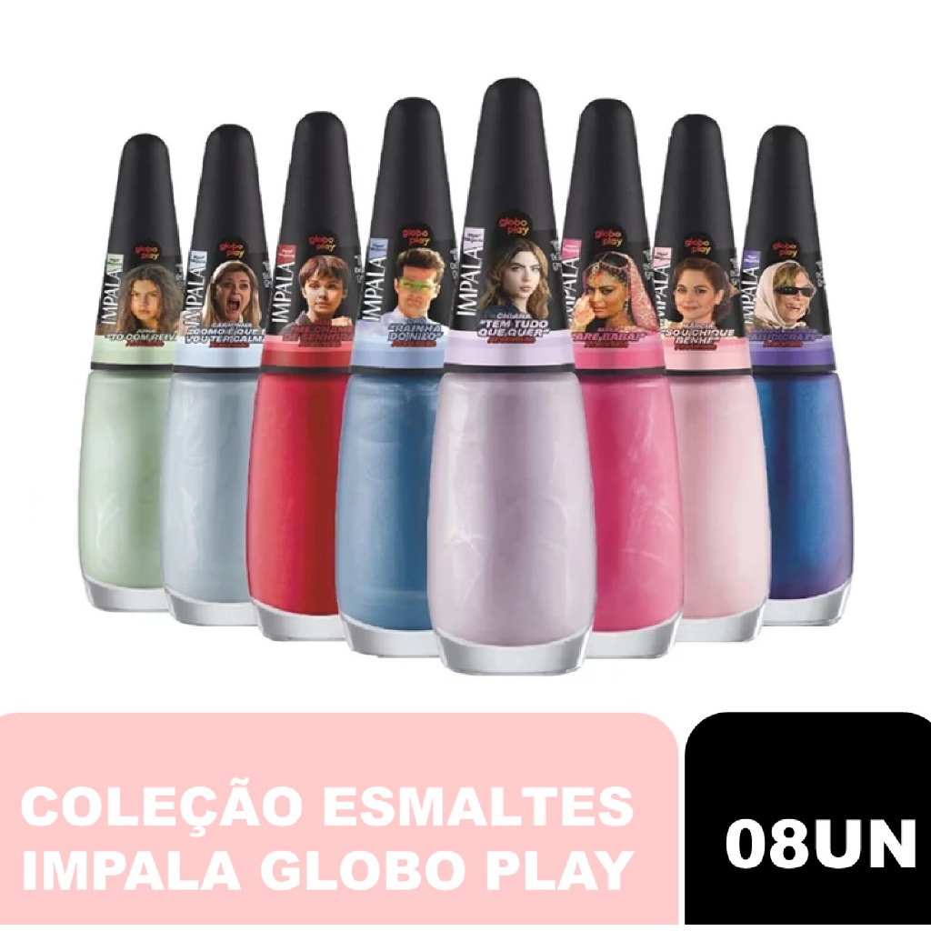 Coleção de esmaltes Impala GloboPlay (08 esmaltes) | Shopee Brasil