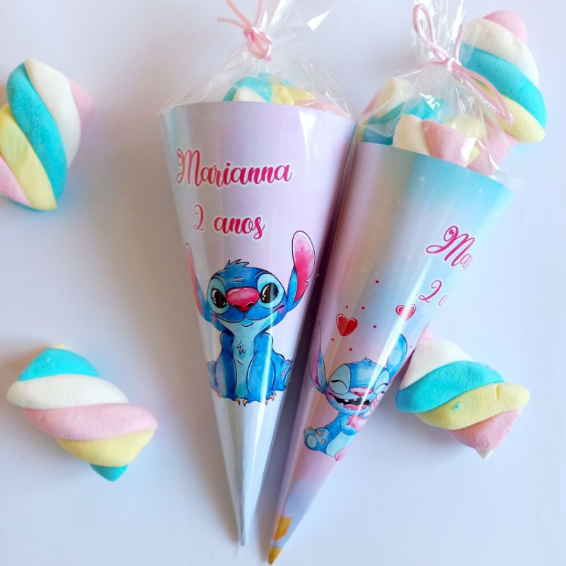 10 cone personalizado stitch e Angel para doces e goloseimas | Shopee Brasil