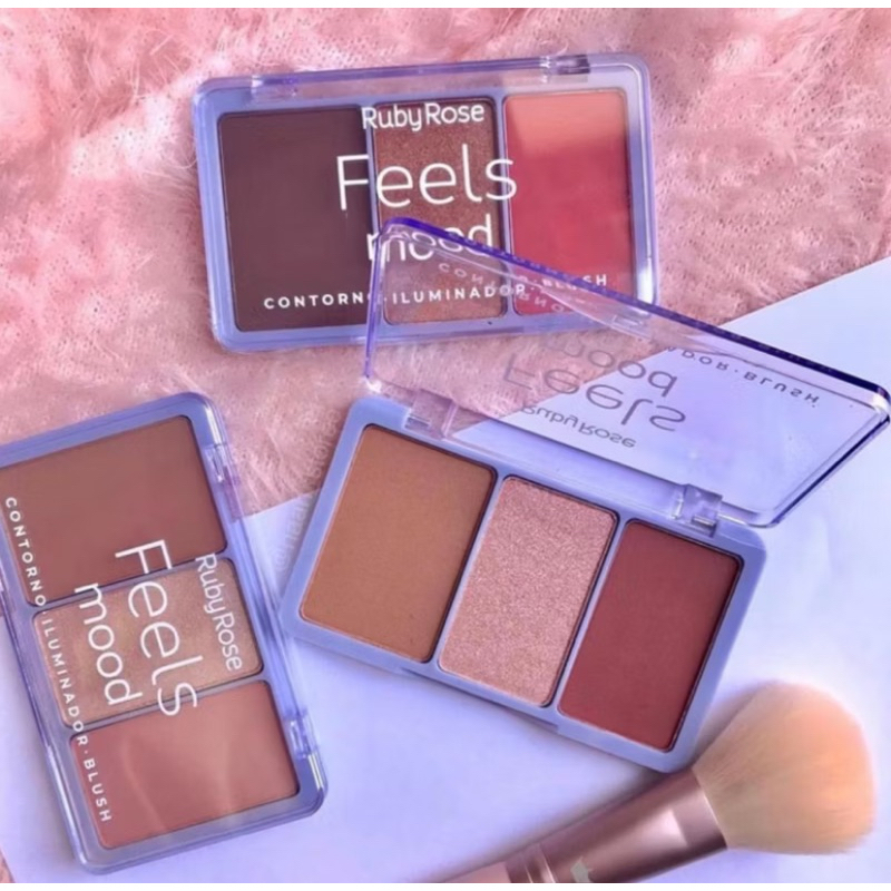 Paleta de Contorno, blush e iluminador feels mood ruby rose | Shopee Brasil