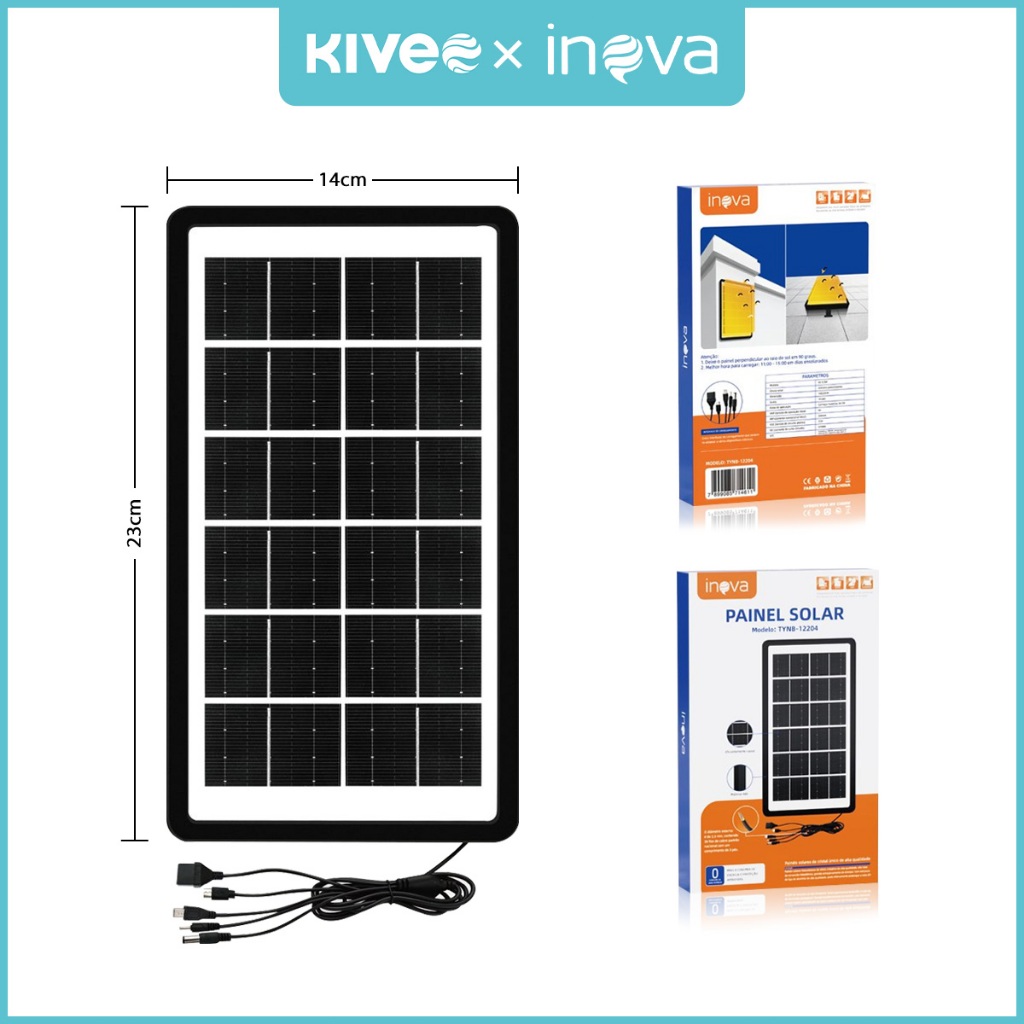 KIVEE x INOVA Painel Solar Placa Carregador Portátil para Celular Tablet Notebook Ciclismo ...
