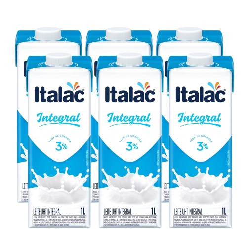 Leite Uht Integral Com 6 Unidades Com Tampa Rosca 1L Italac/Habitus ...