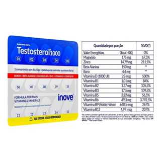 Testosterol 1000 Inove Nutrition 1 Caixa Total 30 comprimidos | Shopee ...