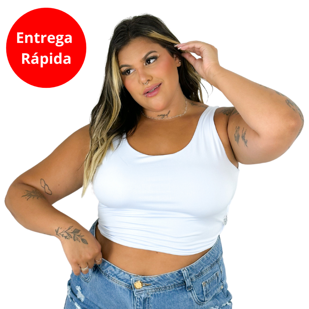 Top Plus Size Reforçado Cropped Super Sustentação xxg 48/56 gg 42/46 ...