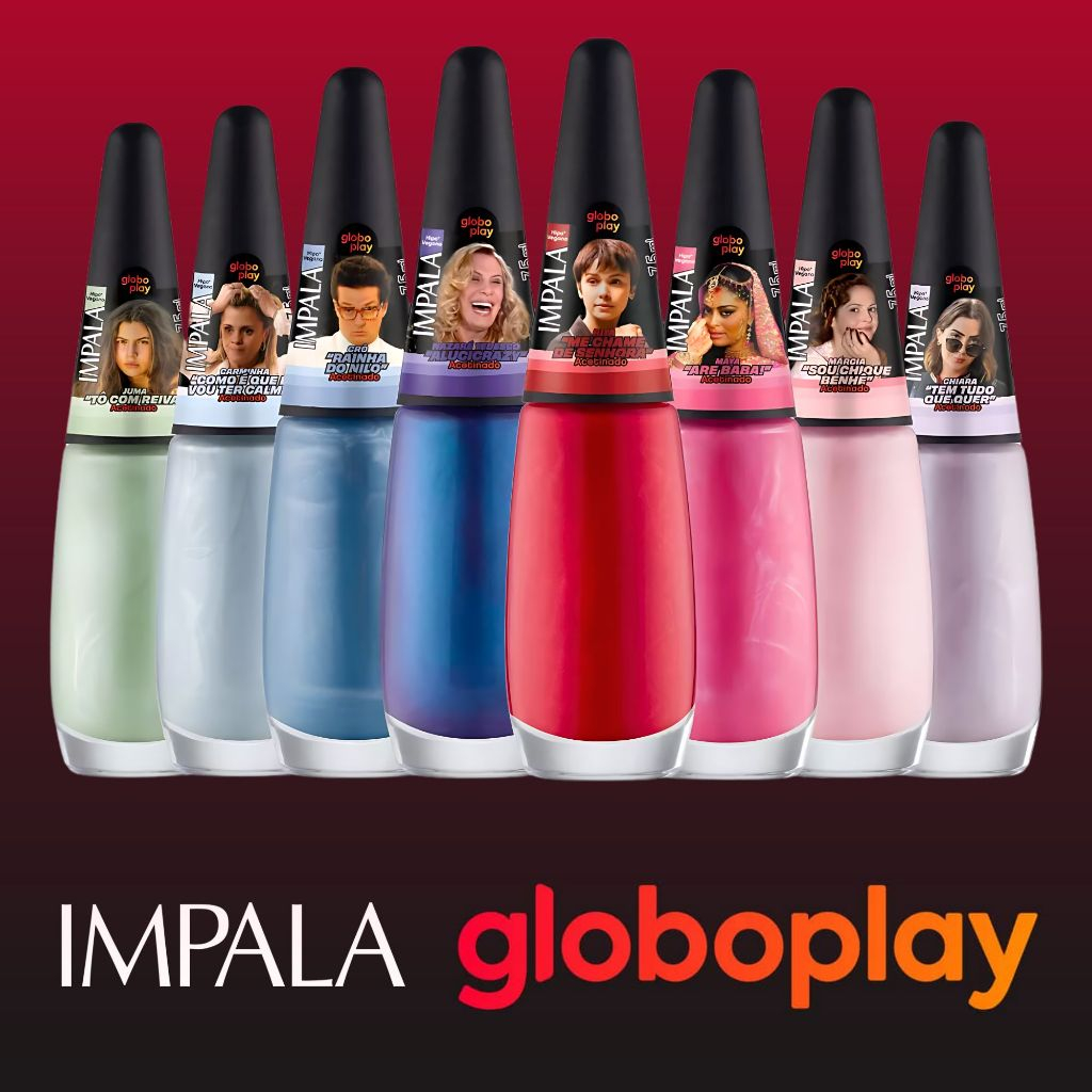 Kit Esmalte Impala Globoplay Lançamento Efeito Acetinado Hipoalergenico ...