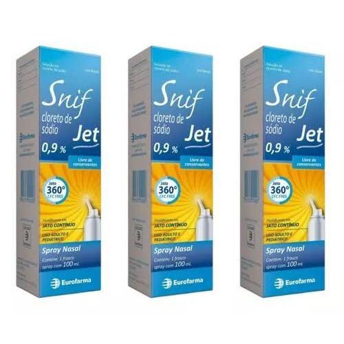 KIT 3 UNDS - Snif Jet 0,9% Eurofarma 100ml Descongestionante Nasal ...