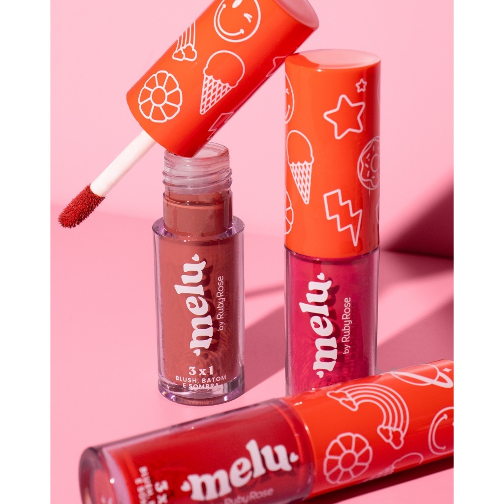 Blush Batom e Sombra 3x1 Melu By Ruby Rose 4,1ml | Shopee Brasil