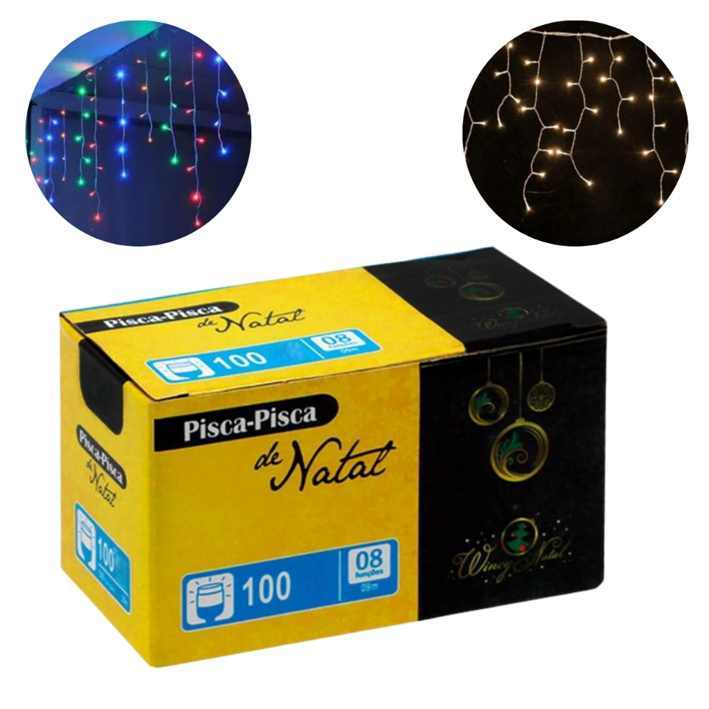 kit 2 Pisca Pisca Natal 100 Leds 9 Metro 8 Multifunções Enfeite ...