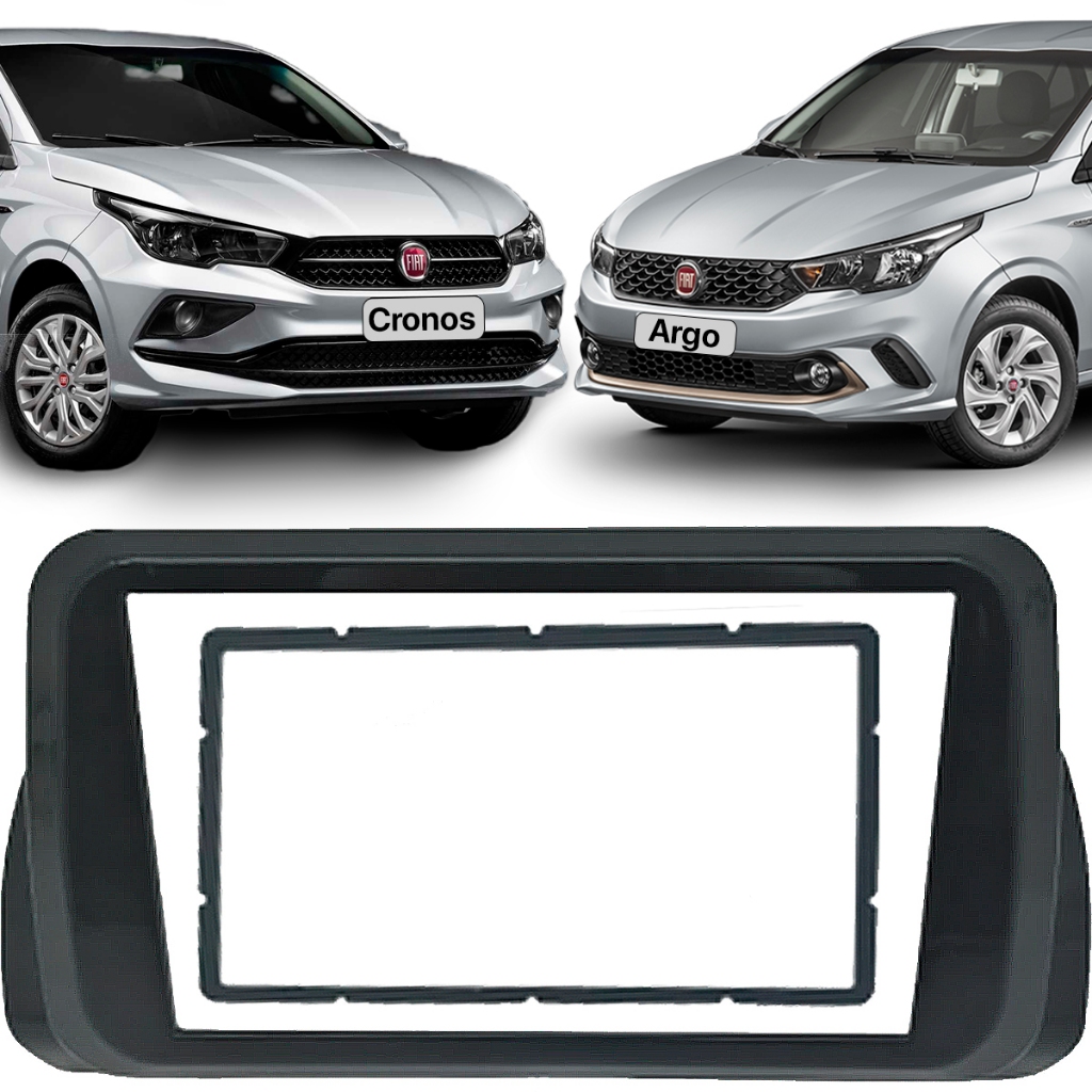 Moldura Painel 2 Din Fiat Argo Cronos 2018 2019 2020 2021 2022 2023 2024 Multimidia Mp5 Fiamon ...