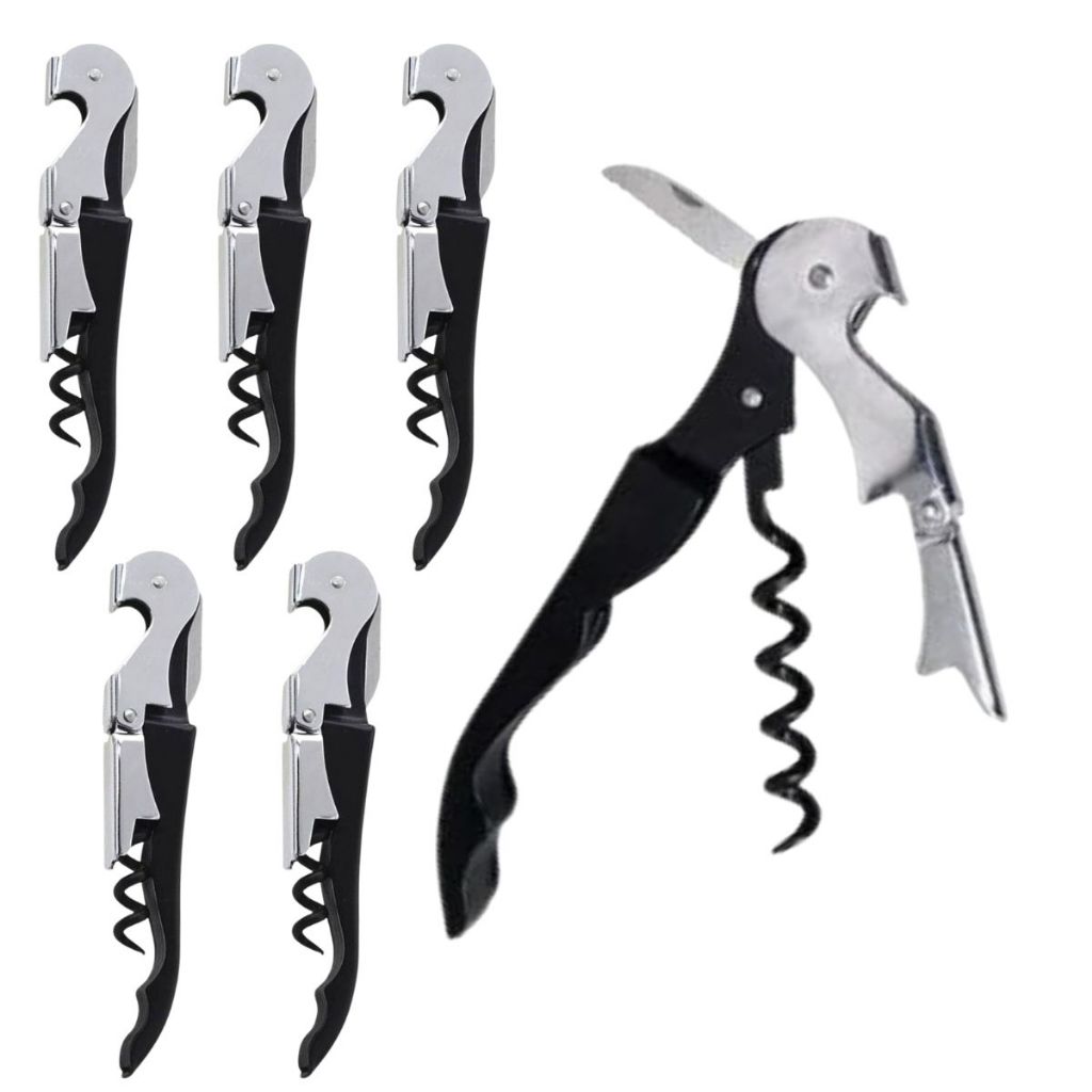 Kit profissional 6 saca-rolhas tipo Garçom 2 estágios inox abridor ...