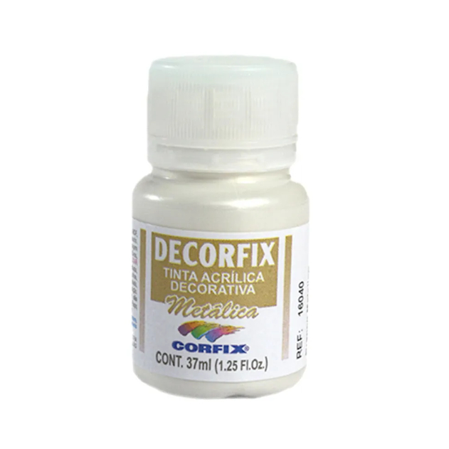 Tinta Acrilica Decorfix Corfix Metálica 37ml - 391 Branco Metálico ...