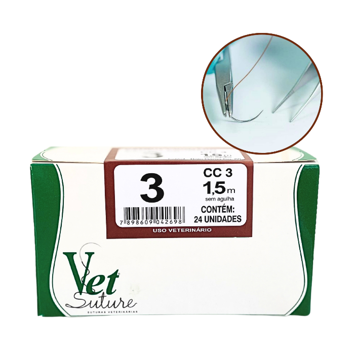 CC3 CATGUT CROMADO 3 SEM AGULHA - VETSUTURE | Shopee Brasil