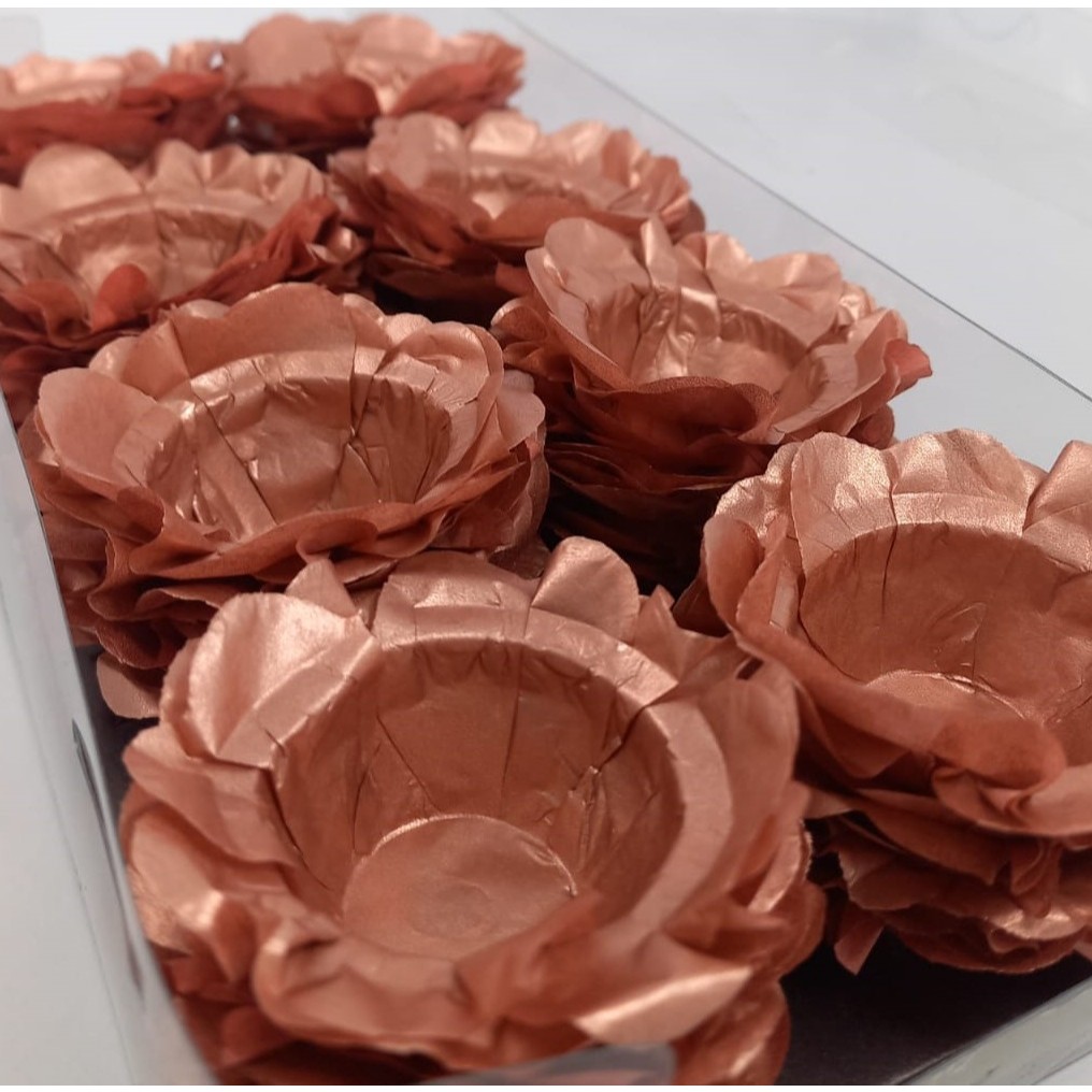 40 forminhas de brigadeiro flor ROSE GOLD | Shopee Brasil