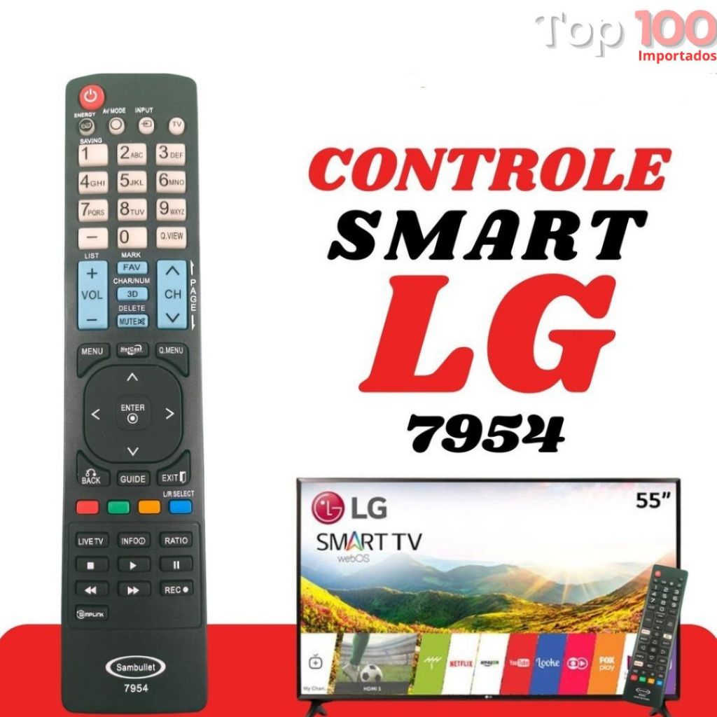 Controle Remoto LG Universal Compatível Com Smart Tv 4K LED LCD 32 40 ...