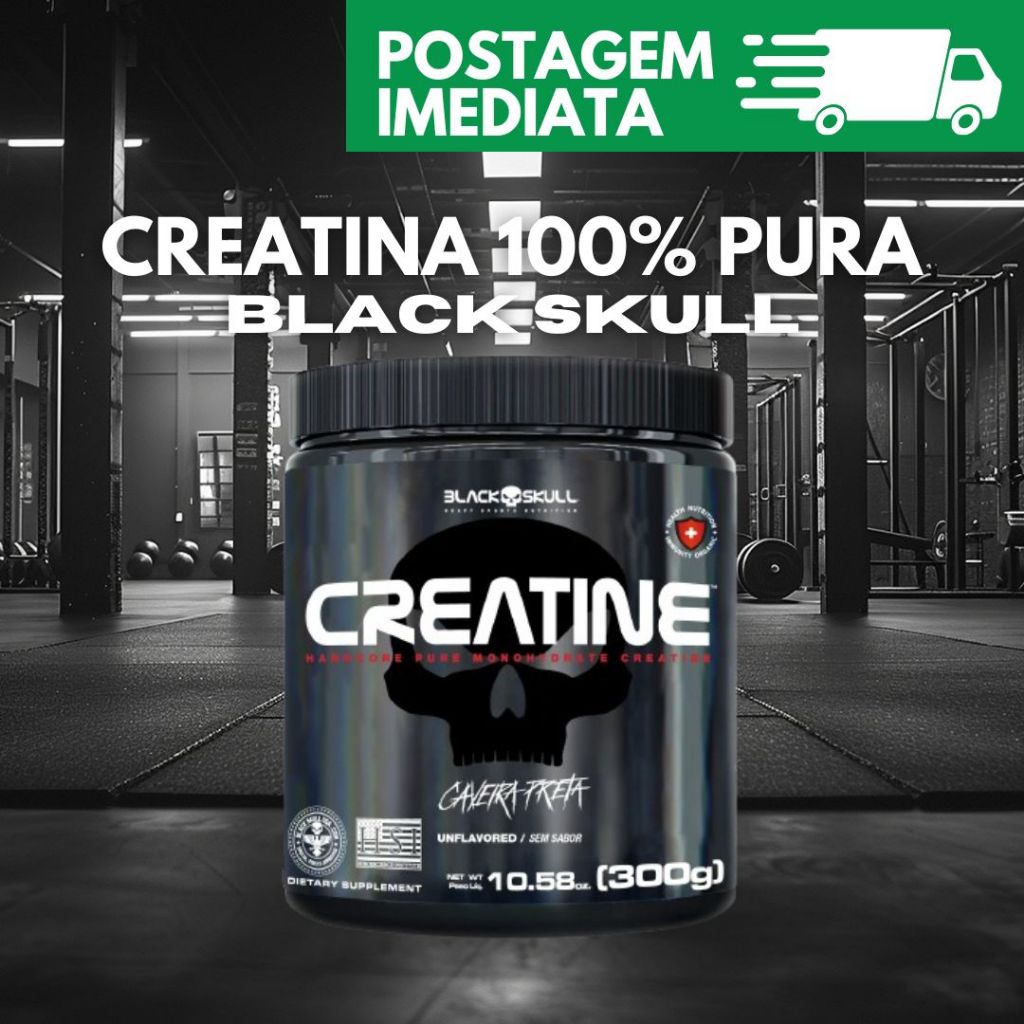 Creatine - Creatina Monohidratada Pura 300G - Black Skull | Shopee Brasil