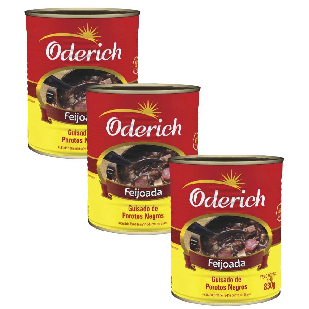Kit 3 Feijoada Pronta Oderich Enlatada 830g | Shopee Brasil