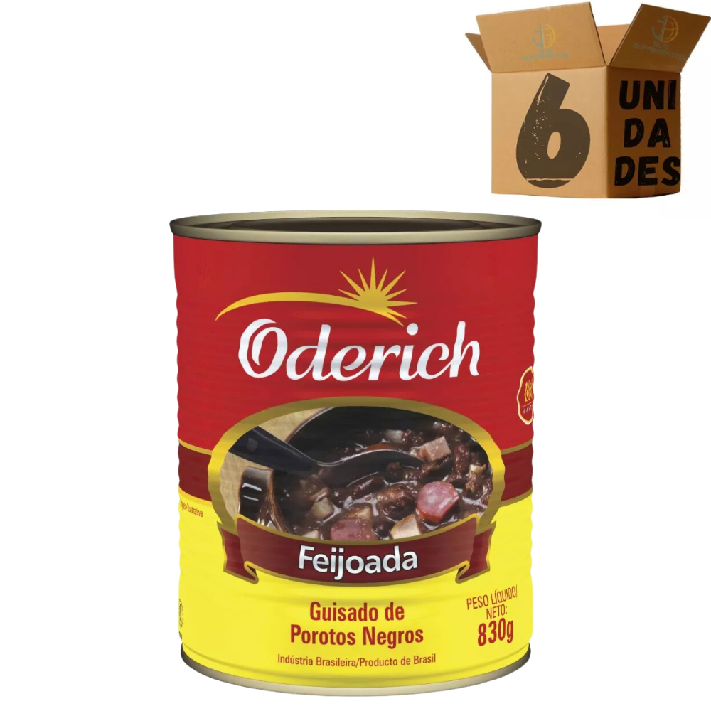 Kit 6 Feijoada Pronta Oderich Enlatada 830g | Shopee Brasil