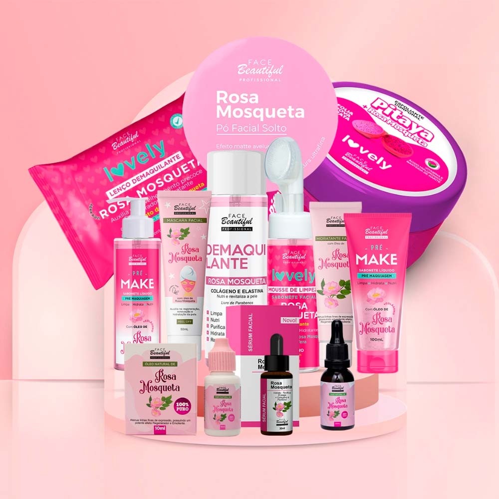 Kit Faciais Rosa Mosqueta Esfoliante Corporal Demaquilante Hidratante ...