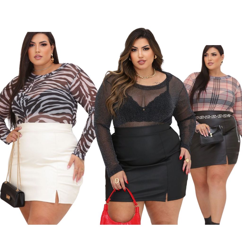 Kits Borys Manga Longa Feminino Revenda Moda Plus Size Casual Tamanho ...