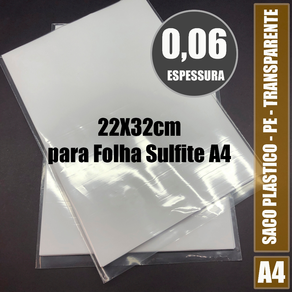 SACO PLASTICO SEM FURO PARA DOCUMENTO FOLHA A4 22X 32 CM TRANSPARENTE ...