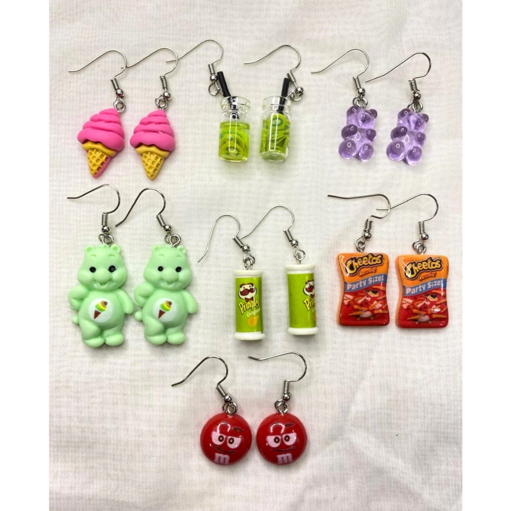 7 pares de brincos divertidos kawaii fofos sorvete sucos gummy bear ...