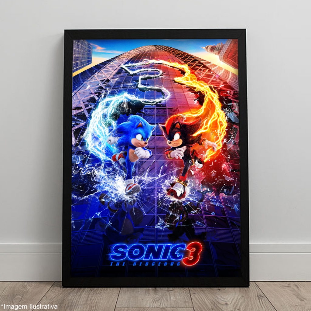 Quadro Sonic 3 O Filme 2024 Shadow Tails Knuckles Pôster C/ Moldura A4 e A3 | Shopee Brasil