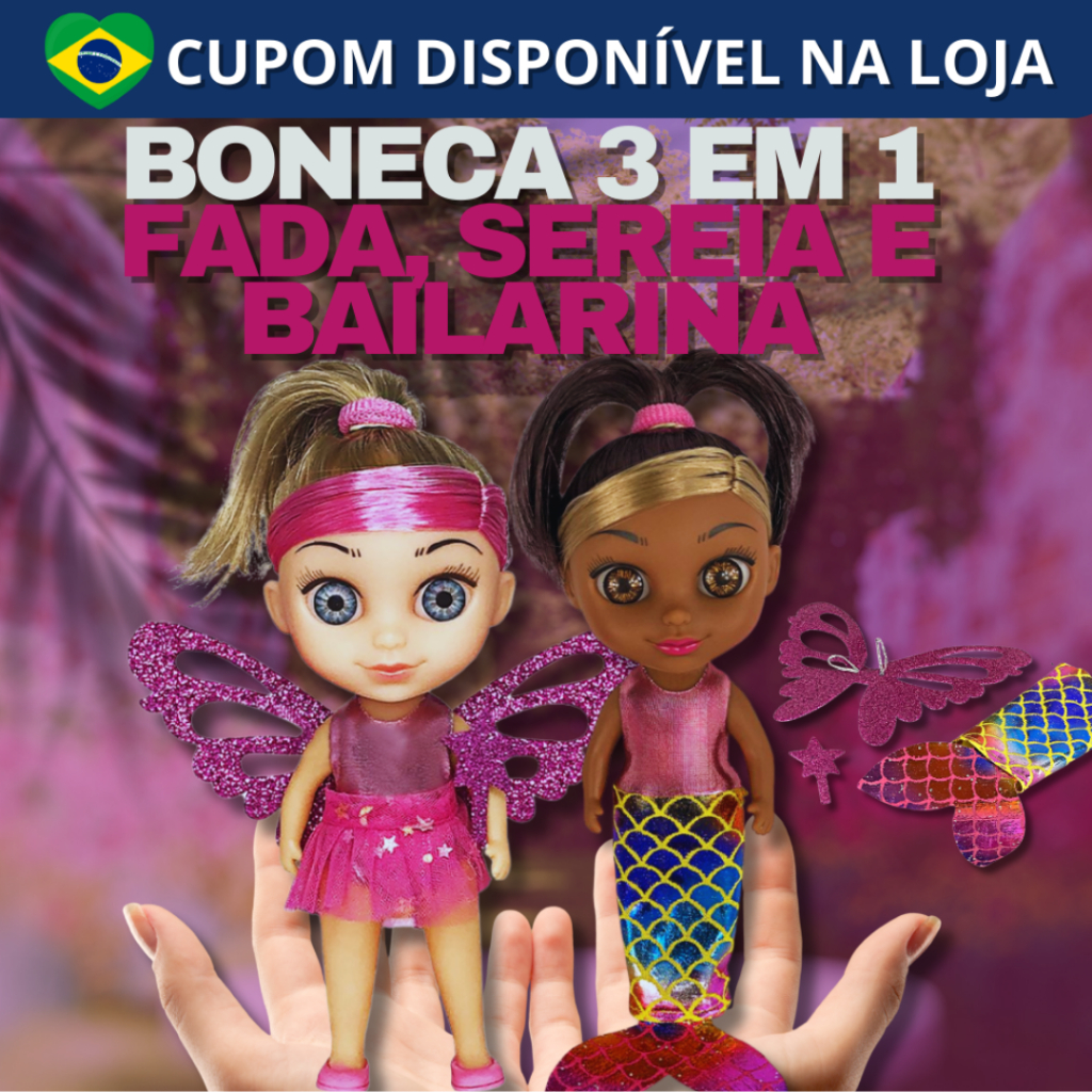 Boneca Fada, Sereia e Bailarina 3 em 1 Brinquedo Menina Shiny Angels ...