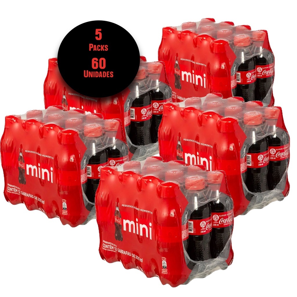 Refrigerante Coca Cola Mini PET 200ml - 5 Packs (60 unidades). | Shopee ...
