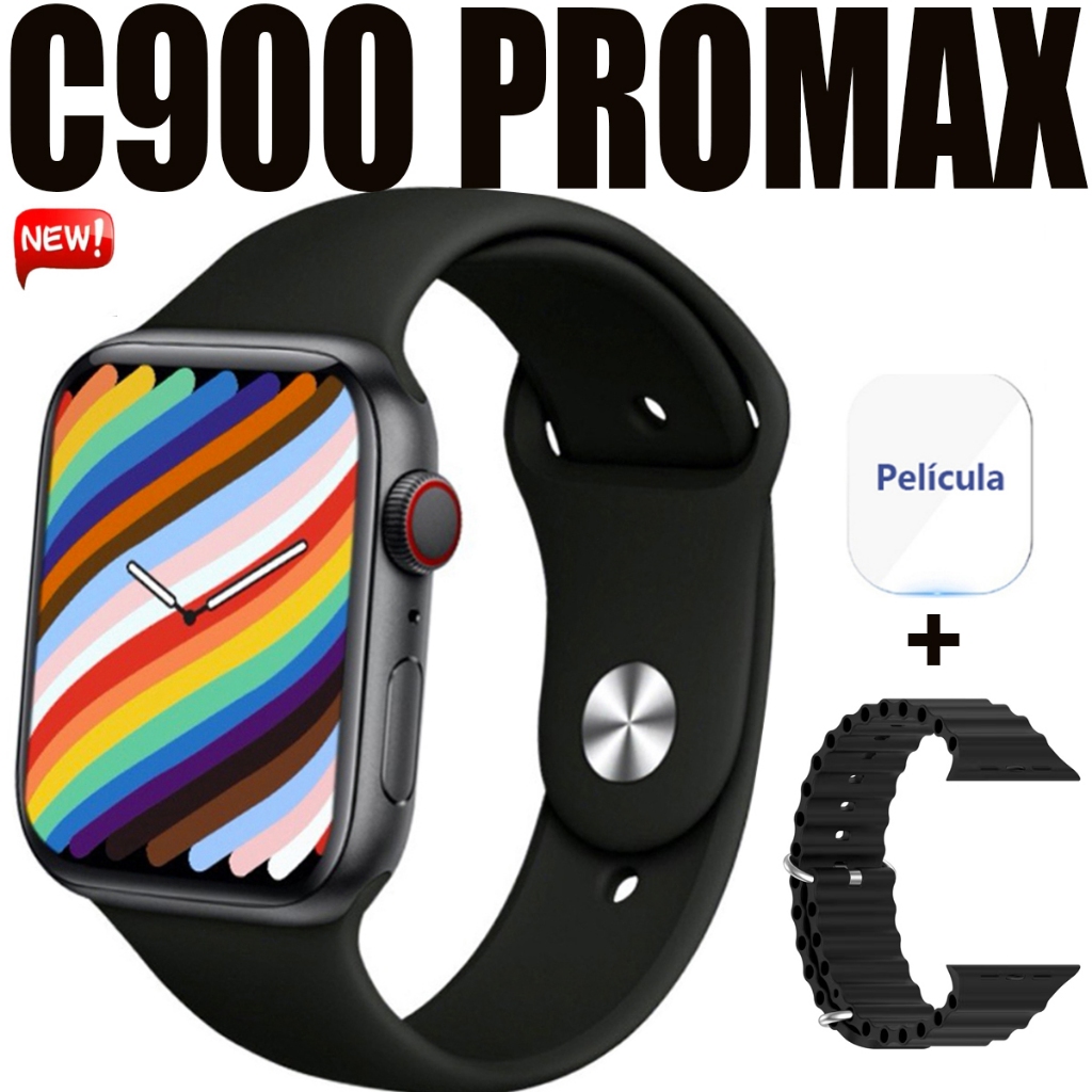 2024 Relógio C900 pro max inteligente original 9 masculino bluetooth chamada temperatura ...