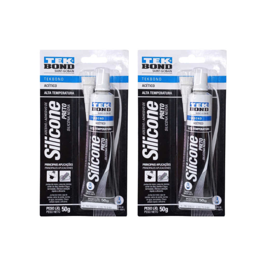 Kit 2 - Silicone Formador de Junta Alta Temperatura Preto 50g Tekbond ...