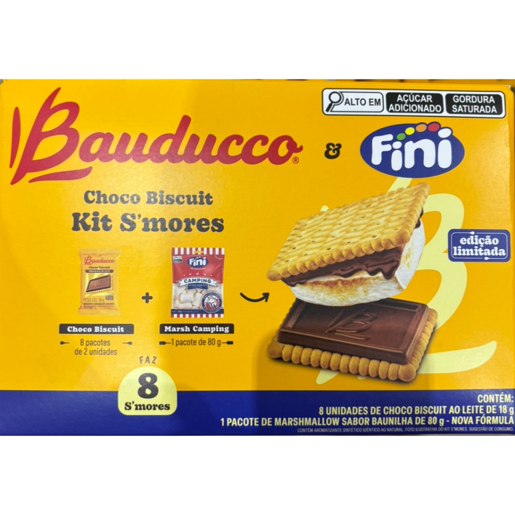 Caixa Bauducco & Fini Marshmallow Baunilha com Choco Biscuit Kit Smores ...
