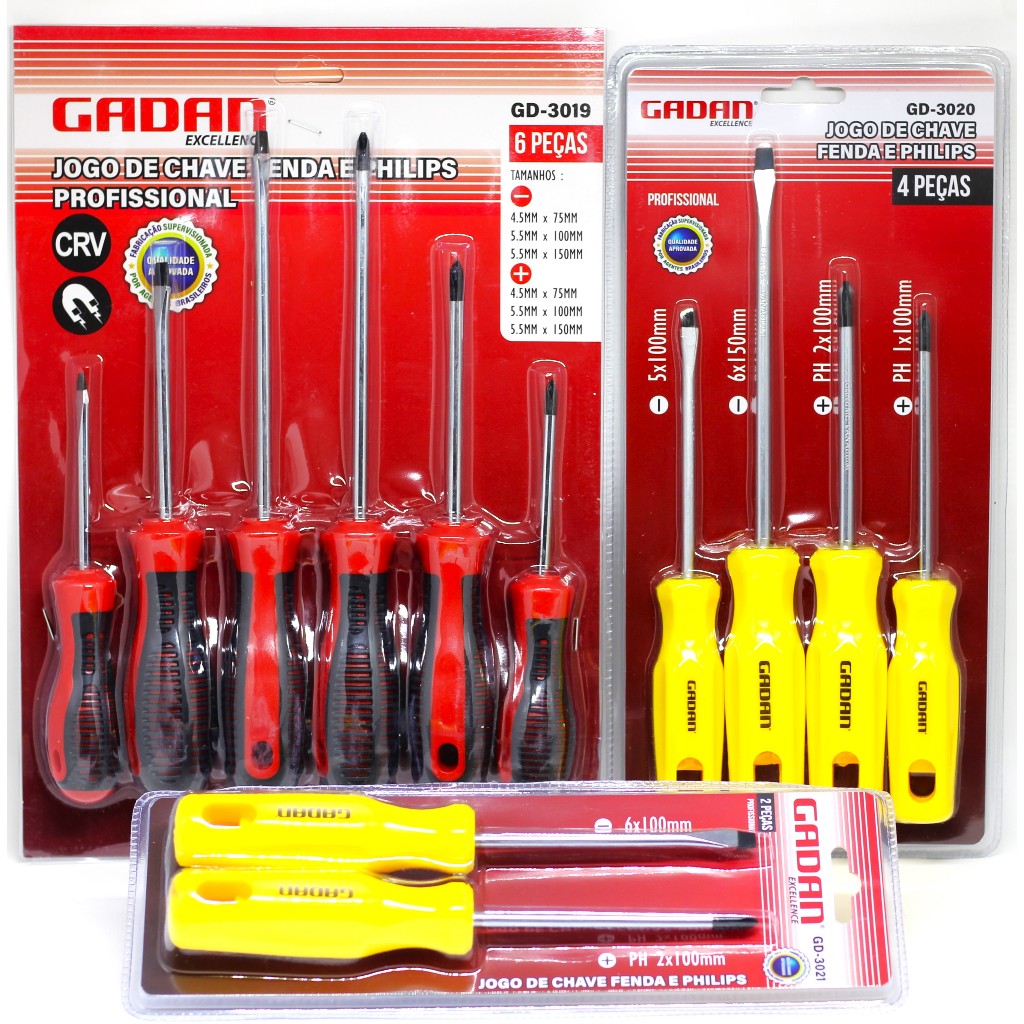 Kit Chave de Fenda e Philips Imantadas Jogo Com 6, 4 ou 2 chaves ...