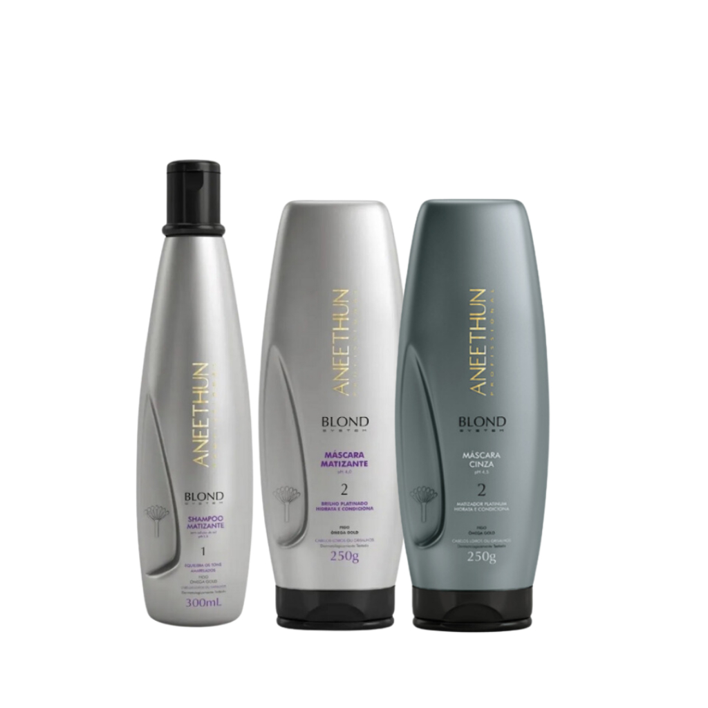 Kit Aneethun Blond System Shampoo Matizante + Masc Matizante + Masc ...