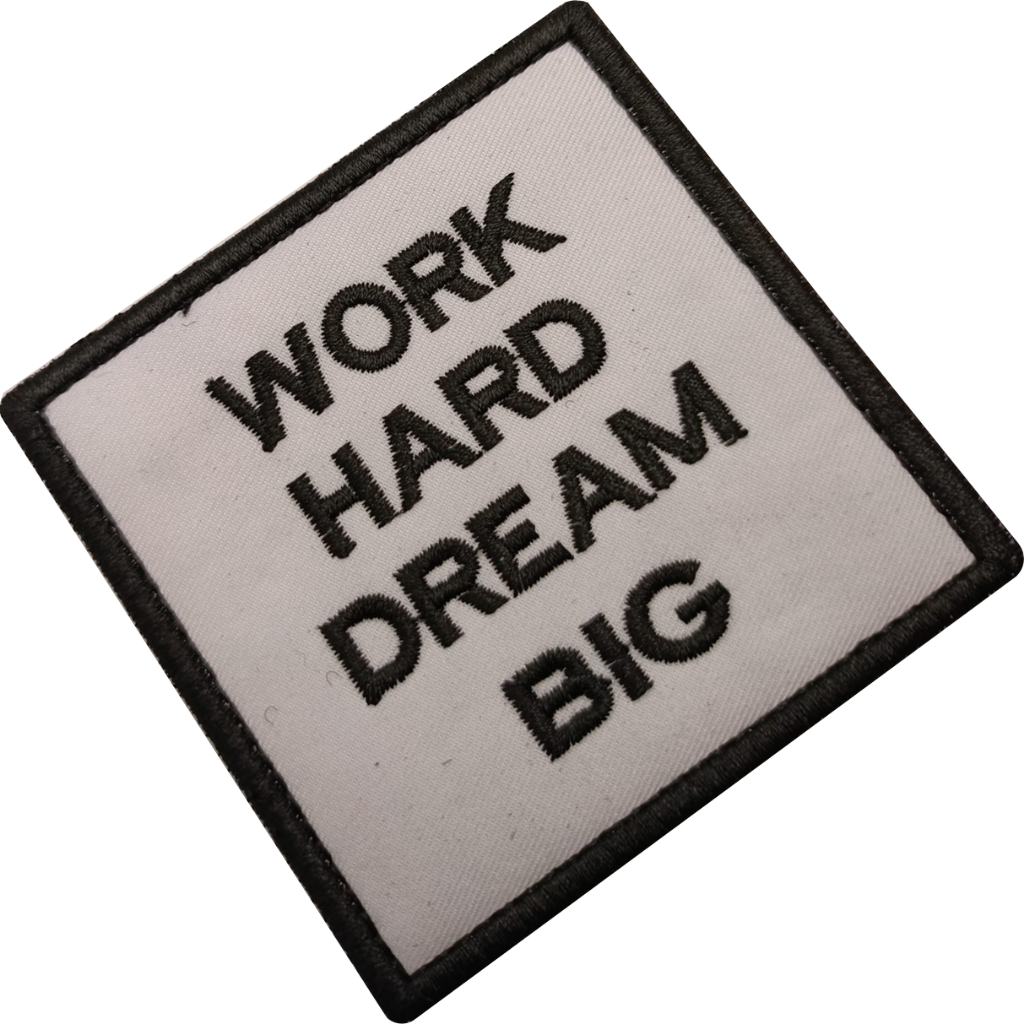Patch Emblema Bordado WORK HARD DREAM BIG Ponto Militar Patches C ...