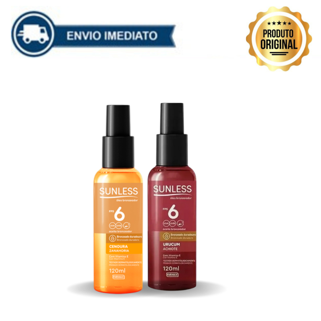 Óleo Bronzeador com Vitamina E FPS 6 Sunless Proteção e Bronzeado ...