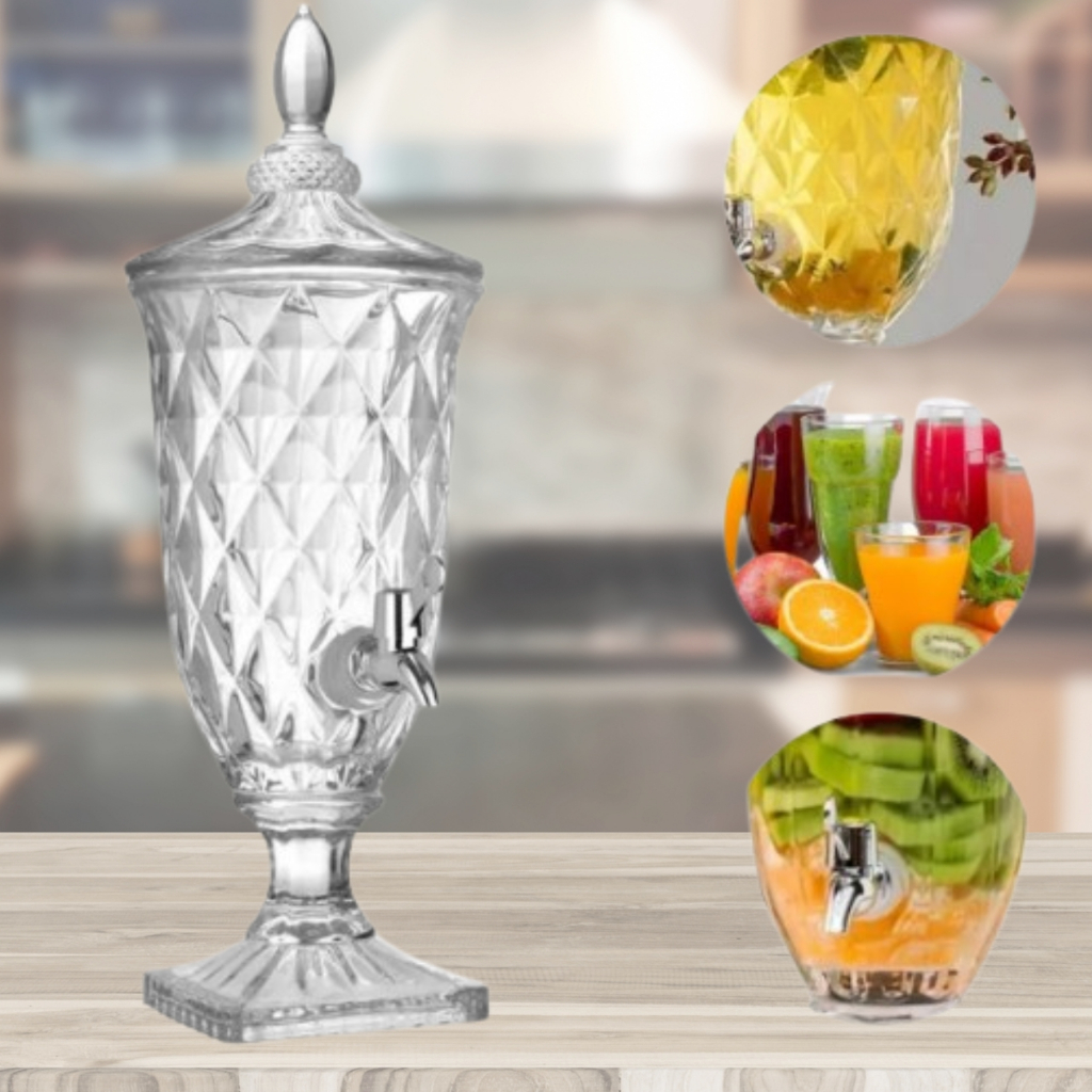 Suqueira de Vidro Diamond 2L 3L e 5L com Torneira Tampa Drink Cristal ...