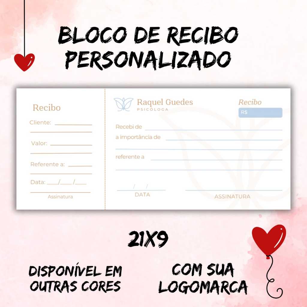 Bloco de Recibo Personalizados 21x9 | Shopee Brasil
