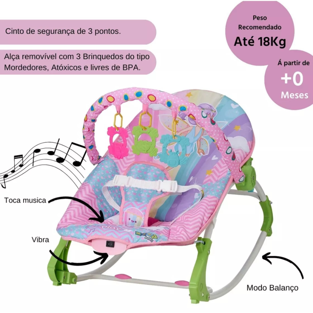 Cadeira de Descanso e Balanço para Bebê Flex Magic Musical e Vibratória ...