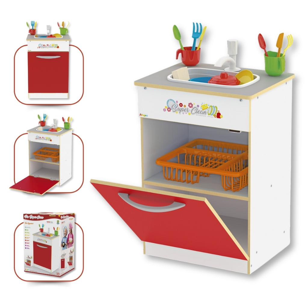Brinquedo Infantil Menina Pia Super Clean Vermelha de Madeira Junges ...