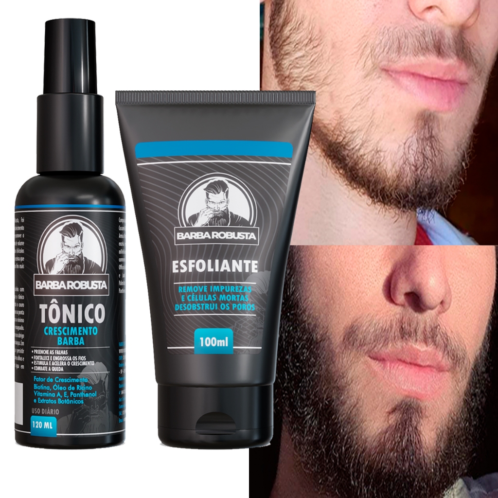 kit crescimento Barba Tônico Barba Robusta + Esfoliante Limpeza | Shopee Brasil