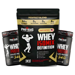 Kit Whey Protein 2kg - Isolado Concentrado - 34g Proteína por porção ...