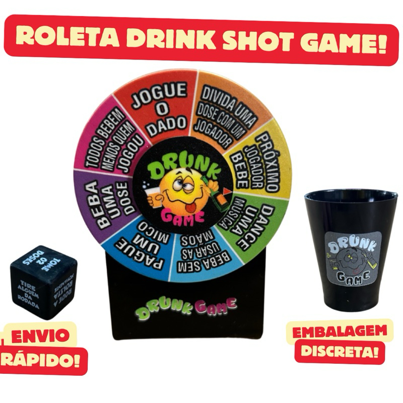 Jogo de Roleta Shot Drink Game Vira Vira de Beber com copinho e dado para amigos diversão ao ...