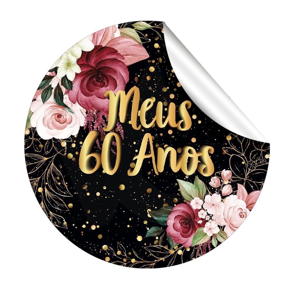 40, 80 ou 120 tags adesivos etiquetas lembrancinhas festa meus 60 anos ...