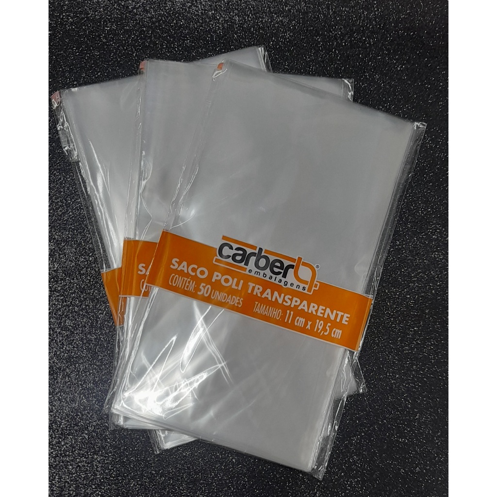 Saco Poli Transparente Carber Embalagens 11x19,5 - 150un | Shopee Brasil