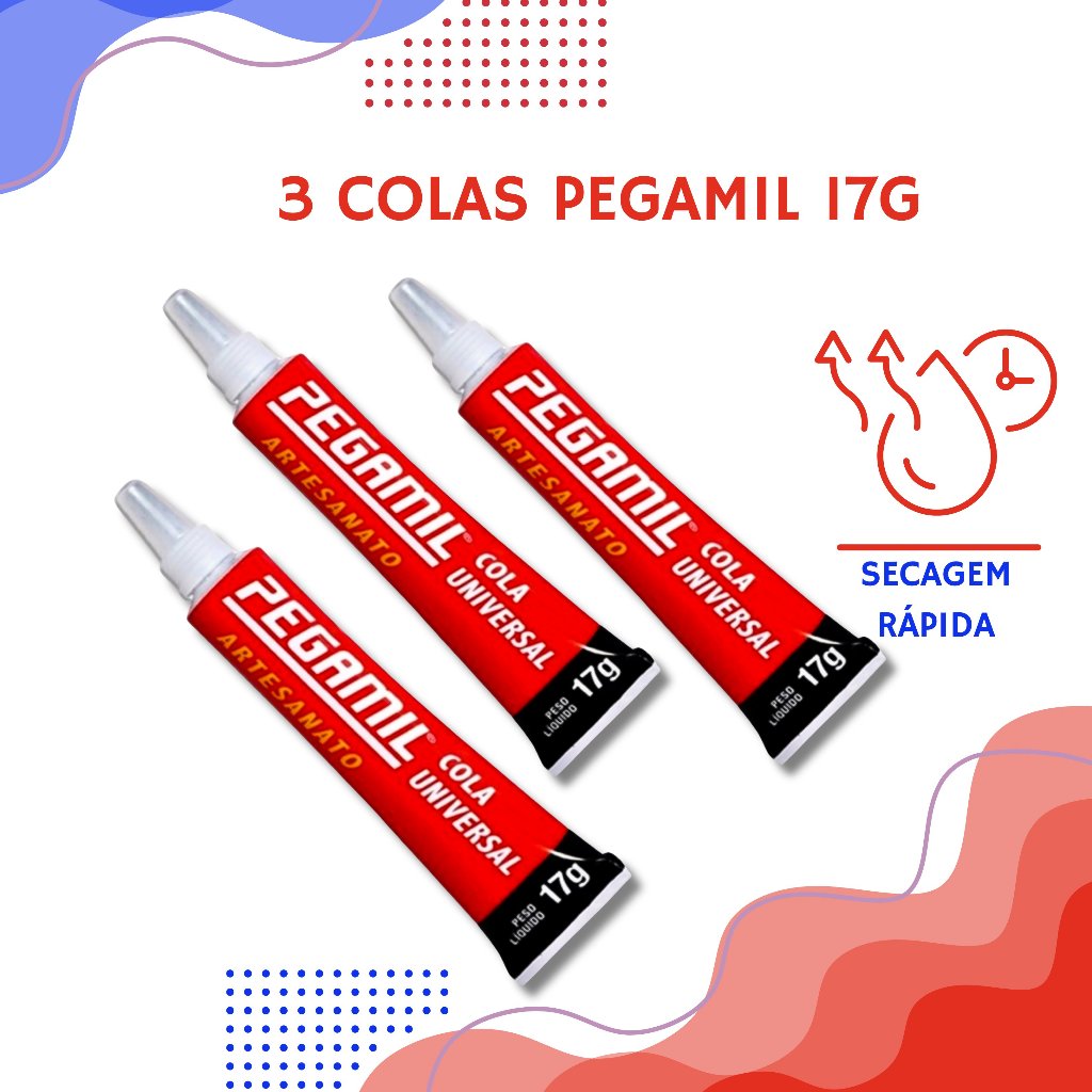3 Colas Universal Pegamil 17g Artesanato - Adesivo Multiuso Secagem ...