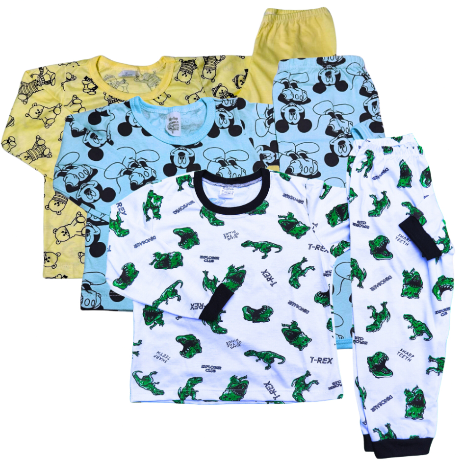 Pijamas Infantil MENINOS com Estampas sortidas do 0 aos 12 anos ...
