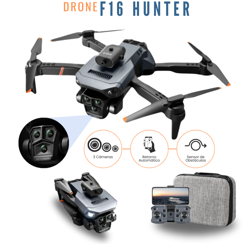 Drone F16 Hunter - Modelo 2024 - 3 Câmeras | Shopee Brasil